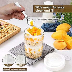 Quald Overnight Oats Containers with Lids, Folding Spoons and Divided Compartments for Fruit (4 Pack)