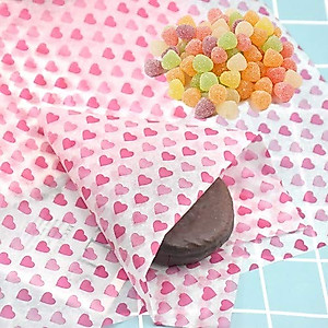 Food Wrapping Paper 50 Sheets Wax Paper Grease Proof Waterproof Baking Parchment with Heart Pattern Non-Stick Beeswax Wraps Paper Liners Tissue for Bread Sandwich Burger Gift 218 x 250mm