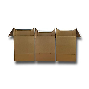 Amazon Basics Wardrobe Clothing Moving Boxes with Bar - 24" x 24" x 40", 3-Pack, Brown