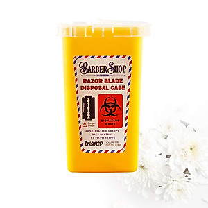 Minkissy Blade Dispenser Case Razor Blade Disposal Case Barber Shop Storage Bank Container for Used Razor Blades Yellow