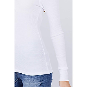 Women's Lightweight Long Sleeve V Neck Thermal Underwear Top Sweater Sweatshirt in White - S