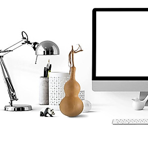 Kisangel Dried Gourd Natural Wu Lou Hulu Feng Shui Fortune Wealth Ornament for Office Desktop Craft Decorations