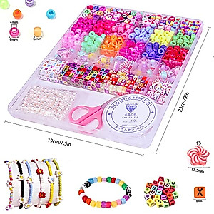 MontoSun Bead Bracelet Making Kit Pony Beads Polymer Clay Beads for Bracelets Making Charms Beads Flower Smiley Letter Beads for Jewelry Making DIY Art and Crafts Gifts for Girls age 4 5 6 7 8 9 10-12