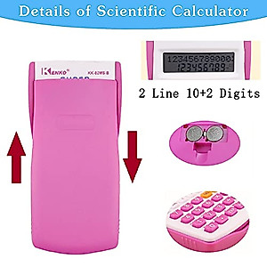 Scientific Calculators for Students, Scientific Calculator 240 Functions 2 Line 10+2 Digits, Scientific Calculators Desktop, Desk Math Calculator for School (Pink and White)