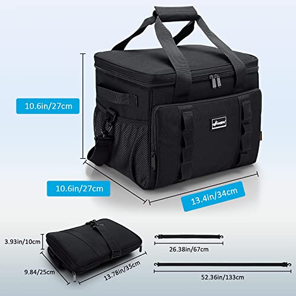 Soft Cooler Bag, Collapsible Soft Sided Insulated Cooler, 40 Can Beach Cooler, Ice Chest, Large Leakproof Lunch Camping Cooler, 24L Travel Cooler for Grocery Shopping, Picnic, Fishing, Road Trips