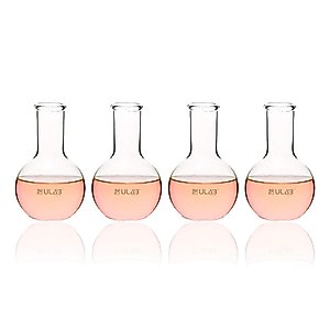 ULAB Glass Wine Decanters, Flat Bottom, 8.45oz Flask, Borosilicate 3.3 Glass Material, Pack of 4, UBF1013