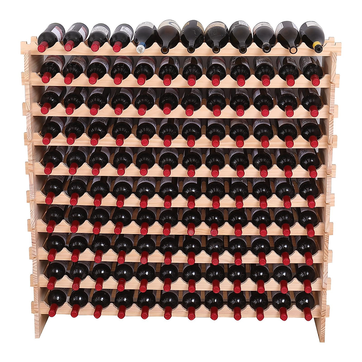 Wooden Stackable Storage Modular countertop Wine Rack Cabinet-Freestanding for Floor Wine Display Stand Holder (24 Bottles)