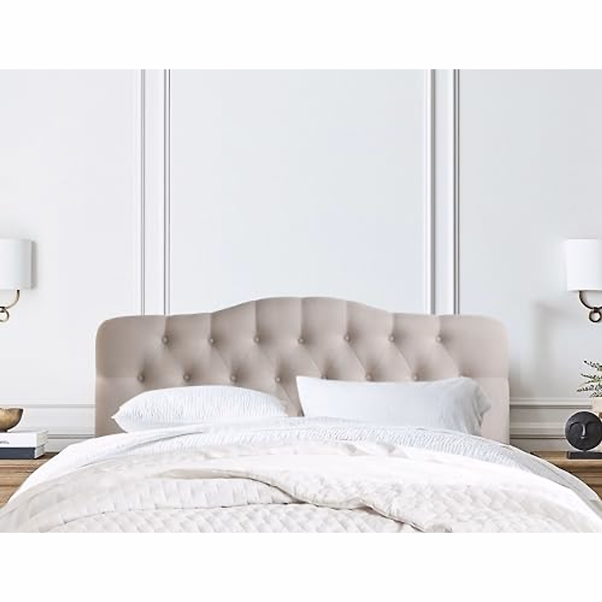 Rosevera Darax Linen Upholstered Headboard-Modern-Adjustable Height-Button Tufting,King,Linen Beige