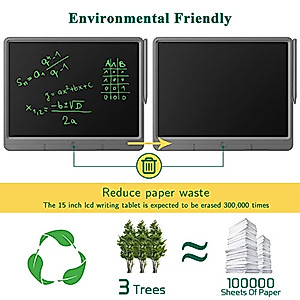 TUGAU LCD Writing Tablet 15 Inch, Erasable Electronic Writing Pad, Large Doodle Board, Portable Drawing Tablet Gift for Kids & Adults, Digital Paper Handwriting Pad for Business Office Homeschool