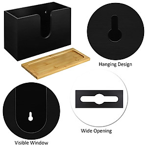 ADXCO Paper Towel Dispenser Wall Mount Bamboo Black Paper Hand Napkin Dispenser with Lid for Bathroom Kitchen Office and Toilet