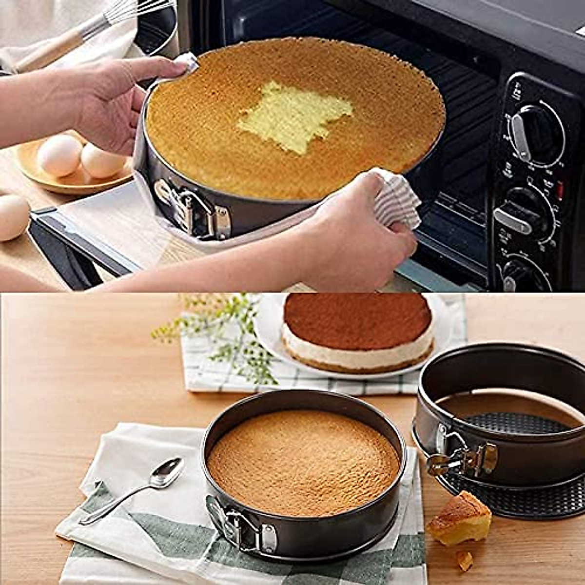 MeeQee Springform Pan Set of 3 Pieces 6.1/7.6/9.2 inches Nonstick Cake Pan Bakeware Set Cake Mold with Removable Bottom