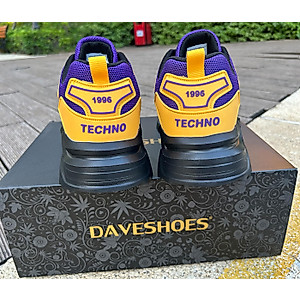 DAVESHOES Mens Wide Shoes for Walking Mamba 24 Luxury Sneakers with Latex Insoles Yellow and Black Platform Shoes Hiptop Running Sport Shoes Male