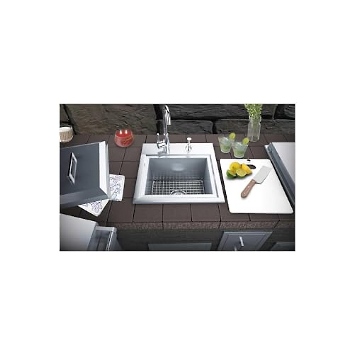 Sunstone Drop in Sink with Hot and Cold Water Faucet and Cutting Board