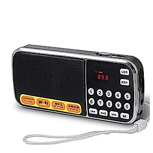 AM FM Portable Pocket Radio Battery Operated - with Best Reception Blue AM FM Compact USB Rechargeable Radios Music Player Support Micro SD/TF Card Slot
