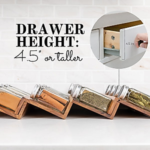 Kitchen Spice Drawer Organizer made with Acacia Wood, Space Saving 4 Tier Spice Drawer Inserts 13" Wide - Fits 4.5" Deep Cabinet Drawers, Can use as Countertop display, Wooden Spice Racks by MesiKit…