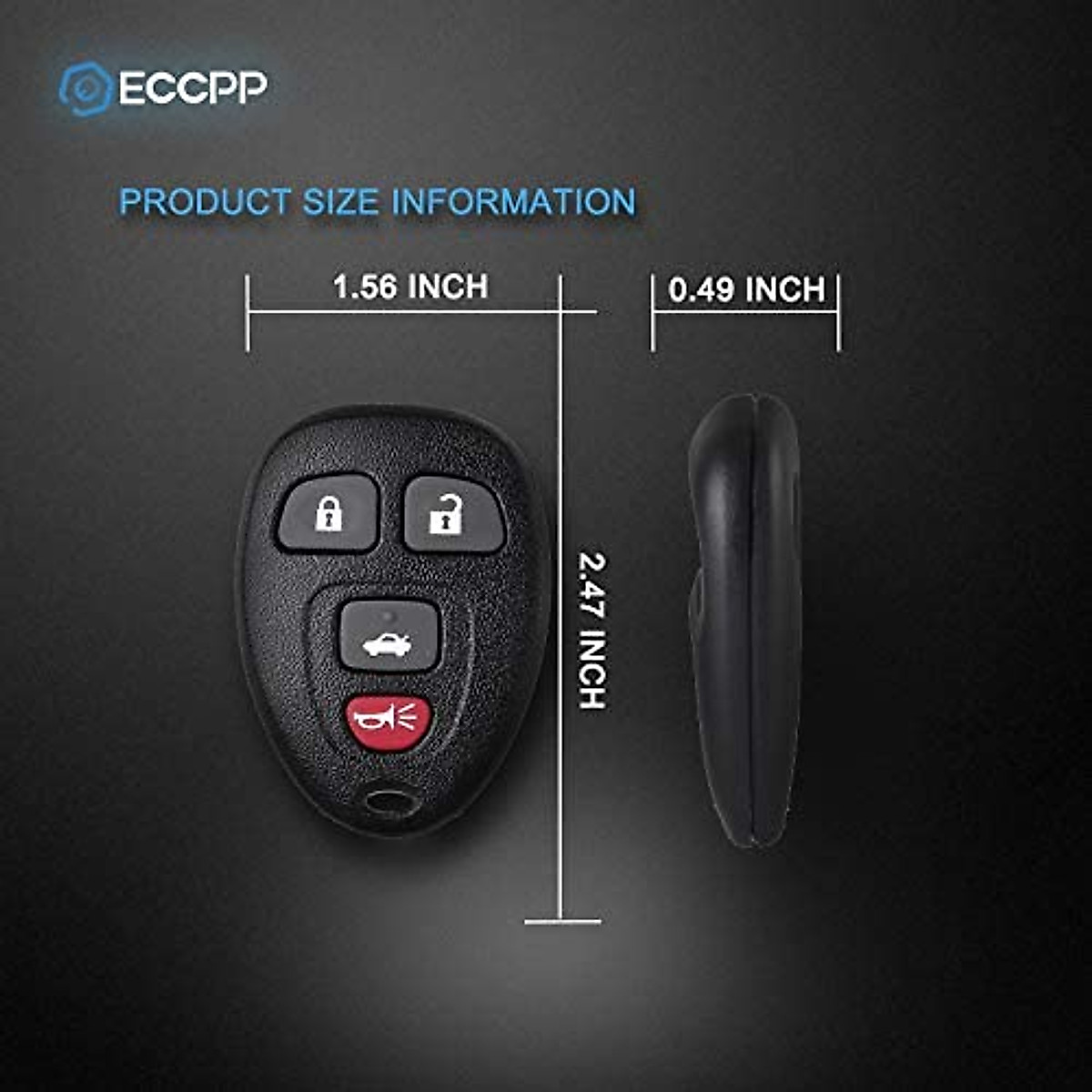 ECCPP 1x Key Fob Shell Case Keyless Entry Remote Control Car Replacement fit for 07 08 09 10 11 12 13 14 15 16 for Buick for GMC for Cadillac for Chevy for Saturn for Pontiac Series OUC60270