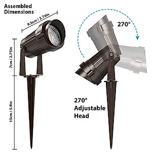 iCreating Low Voltage Landscape Lights - LED Outdoor Landscape Lighting 12 Volt Warm White Landscape Spotlight Waterproof Landscape Spot Lights 12V for Path Driveway Garden Lawn Lighting (10Pack)