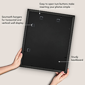 Americanflat 16x20 Picture Frame with Polished Plexiglass - Use as 11x14 Frame with Mat or 16x20 Frame Without Mat - Hudson Collection - Wide Photo Frame for Wall Display - Black