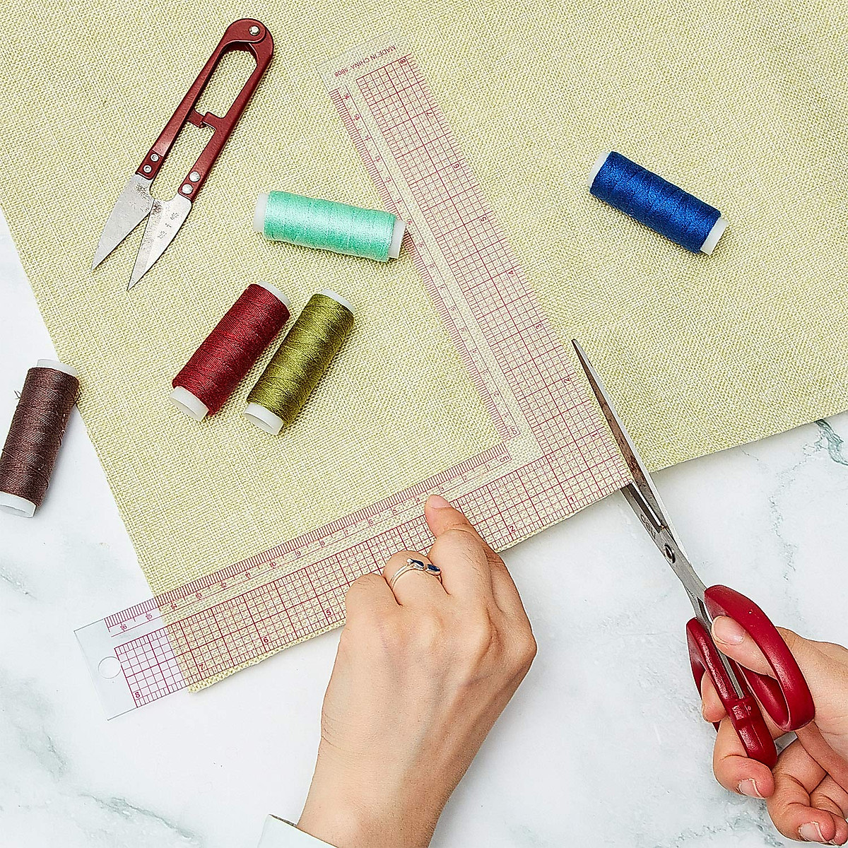 Plastic Sewing Ruler L-Square Curve Ruler Sewing Measure Tailor Ruler Clear Sewing Ruler for Tailor Craft Tool Drawing Measuring Supplies (2)