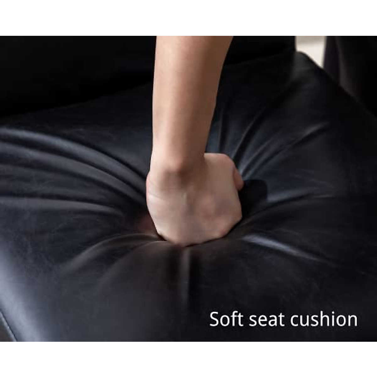 Lei Yu Shunzhi Upholstered Dining Chairs Set of 4 with Black Metal Frame Leg, PU Leather Mid Century Modern Side Chairs Armless Pu Leather Black & Black Leg 4PCS - Pu Leather