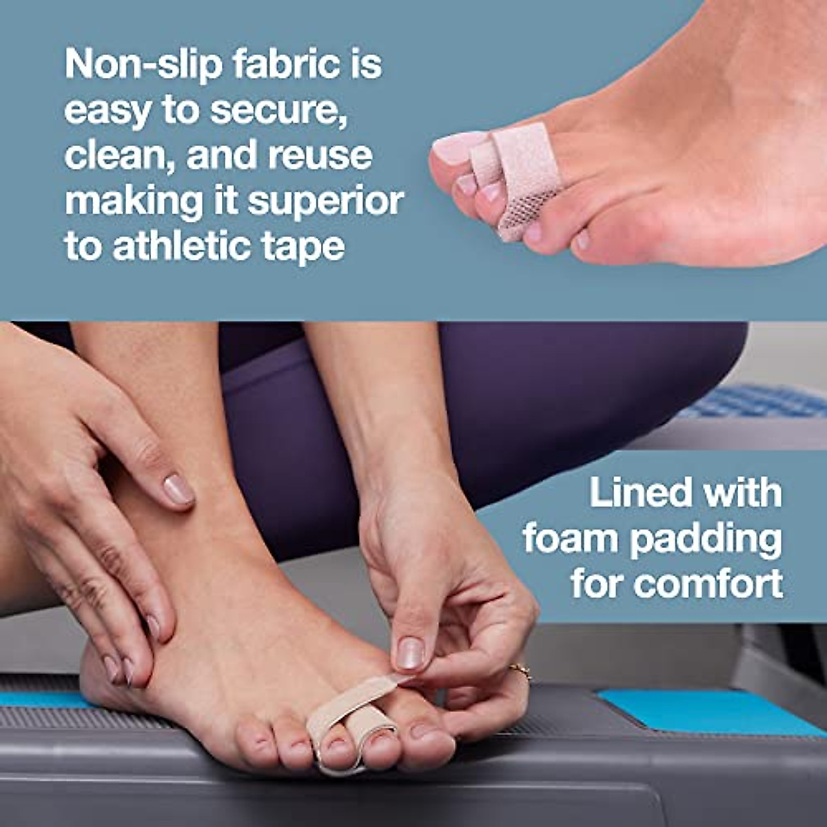 ZenToes Reusable Fabric Buddy Wraps for Broken Toes, Hammertoe Straightener, 4 Count (Beige)