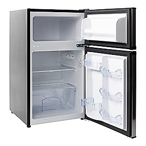 West Bend WBRT31S Mini Fridge for Home Office or Dorm, with Automatic Defrost and Adjustable Temperature, 3.1 Cubic Feet, Metallic