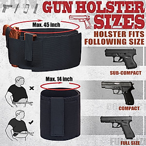 Bundle of Belly Band + Ankle Holster, Concealed Carry with Magazine Pocket/Pouch for Women Men Compatible with Glock, Ruger LCP, M&P Shield, Sig Sauer, Ruger, Kahr, Beretta, 1911, etc