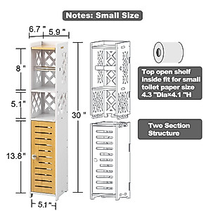 Toilet Paper Holder Stand,Chrome Toilet Paper Holder Behind Toilet Storage for Restroom Cabinet,Bathroom Stand with Toilet Paper Holder Insert,Slim Storage Cabinet for Small Space,White by H HUIYKALY