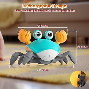 Crawling Crab Baby Toy - Infant Tummy Time Crab 3 4 5 6 7 8 9 10 11 12 Crab Toys for Babies Boy 3-6 6-12 Learning Crawl 9-12 12-18 36 Months Walking Toddler Development Birthday Gifts with Dancing