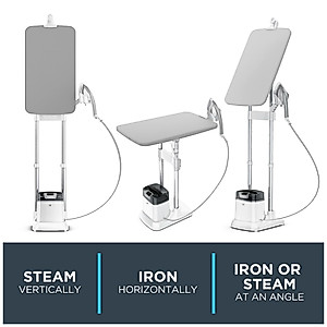 Rowenta, Steamer for Clothes, IXEO Full Size Steamer with Ironing Board, 65 Inches, 45 Second Heatup, 1 Liter Capacity, 1500 Watts, Ironing, Portable, Adjustable, White Clothes Steamer, QR1411