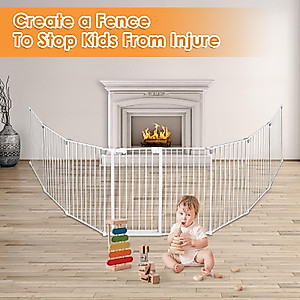 Patywaga Baby Gate Extra Wide with 8 Metal Pannels,Extra Long Dog Gate Pet Gate or Used to Stairs Doorways Fireplace Fence,3-in-1 Baby Gate Playpen,Child Safety Gate and Safety Barrier
