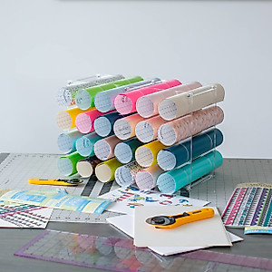 Vinyl Roll Holder with 24 Large Holes - Wide, Sturdy Acrylic Vinyl Storage Organizer - Multifunctional, Easy-to-Assemble Vinyl Roll Storage - Vinyl Organizer Art Rack