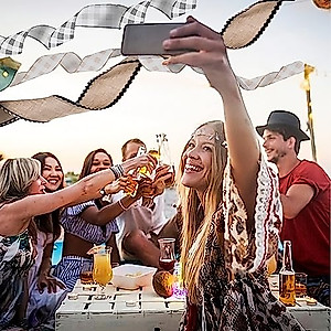 MuRealy Wired Edge Ribbon, Natural and Black Edged 10 Yards 2.5 Inch, Polyester Wired Ribbon, Decorative Ribbons for Christmas Parties, Wedding, Gifts Wrapping, Floral Wreath, and Bow