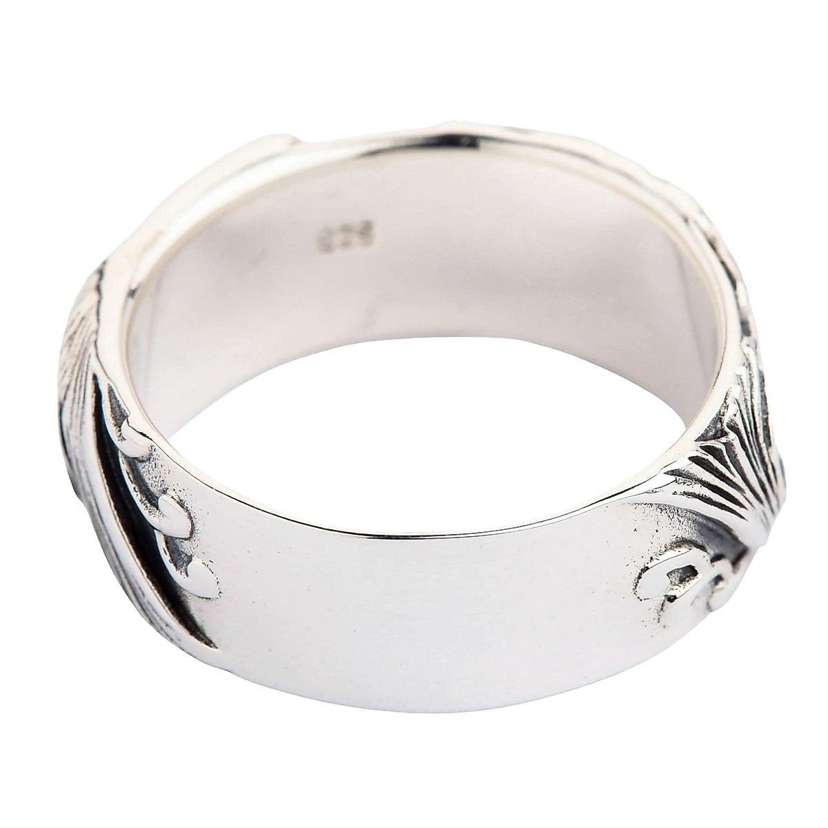 Sterling 925 Silver Japanese Koi Fish Wedding Band Rings Size 9.5