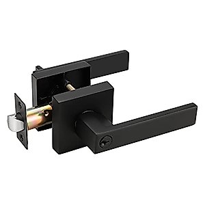 Probrico Entry Door Levers Matte Black with Same Keys, Heavy Duty Hardware for Exterior Front and Back Door,Lockable, Keyed Entrance Lock,Universal Handling,Transitional Style