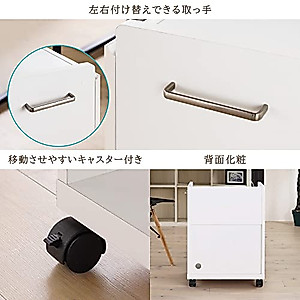 Shirai Sangyo OF2-6045P Office CO 2 Convenient Desk Side Wagon, Rack, With Casters, Under Desk Storage, Compatible with A4 File Boxes, Back Makeup, Wood, Width 17.7 inches (45 cm), Height 23.2 inches (59.2 cm), Depth 13.6 inches (34.3 cm)