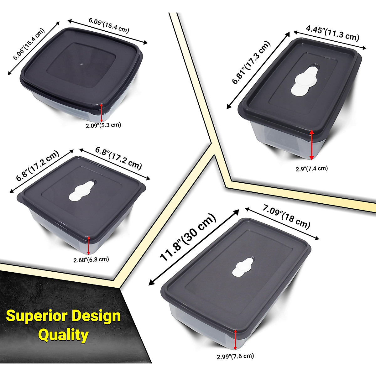 Neez Plastic Food Storage Box With Lids- Clear Containers Air Tight Snap-On Lock for Fridge, Kitchen - Reusable, Stackable, Freezable, Microwavable Organiser Sets (Pack of 7)