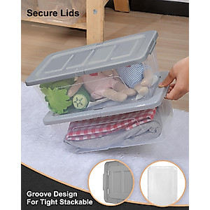 EOENVIVS 12 Packs Clear Storage Bins with Lids Stackable Shoe Boxes Storage Box with Lids For Organization, Clear Plastic Storage Containers For Closet Home Office, Smoky Grey