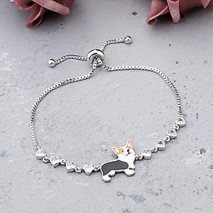 MAOFAED Corgi Gift Corgi Owner Gift Corgi Bracelet Dog Mom Gift Pet Owner Gift Corgi Charm Gift fot Corgi Lover (corgi copper br silver)