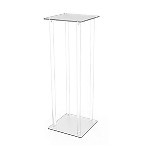 9 L X 9 W X 24" Tall Clear Acrylic Riser Transparent Plexiglass Pedestal Table Display Podium Glorifier Riser Stand Centerpiece Flower Sculputure Merchandise Lamp Book Stand 10043