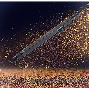 Troika CONSTRUCTION Multitasking Ballpoint Pen - PIP20/BG - Black/Gold - Centimetre and Inch Ruler - 1:20 m and 1:50 m Scale - Spirit Level - Slotted and Phillips Screwdriver - Stylus