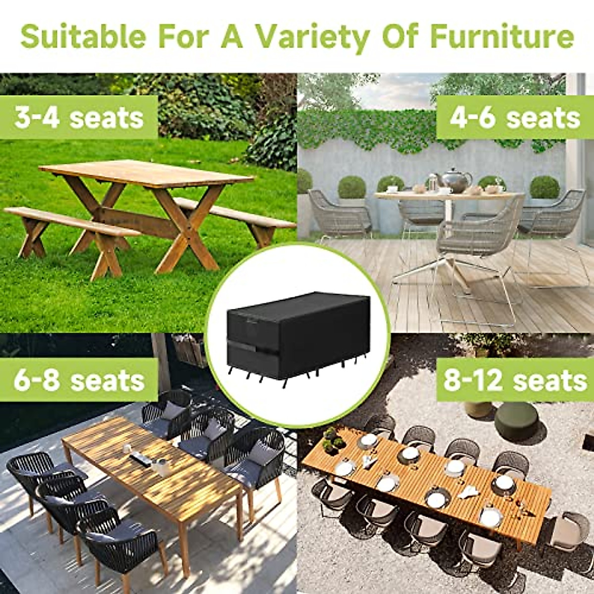 Waterproof Patio Furniture Cover, Durable Heavy Duty Patio Furniture Set Covers Wind Dust Proof Sofa Set Covers for Outdoor Table and Chair