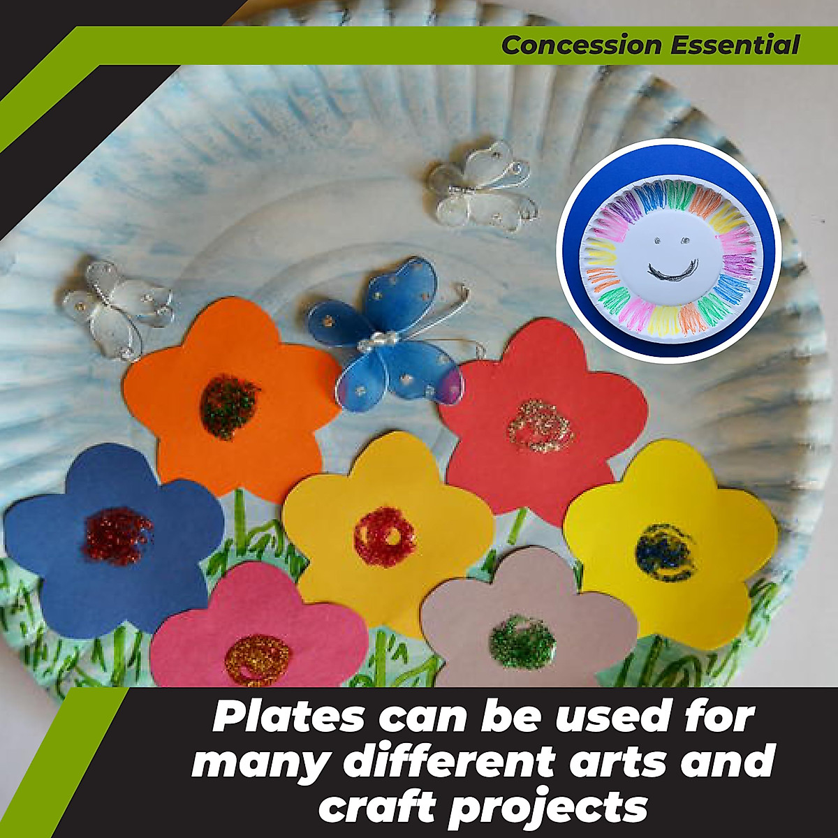 Concession Essentials 9 Inch Paper Plate Uncoated Plates White, 200ct