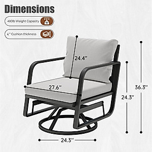 Patio Chairs Swivel Rocker Set: 1Set Aluminum Alloy Ensemble with 360° Swivel Rocking Chairs, Rust-Resistant Frame Cushions -Perfect for Backyard, Deck, Porch, and Balcony Decoration (1chair Only)