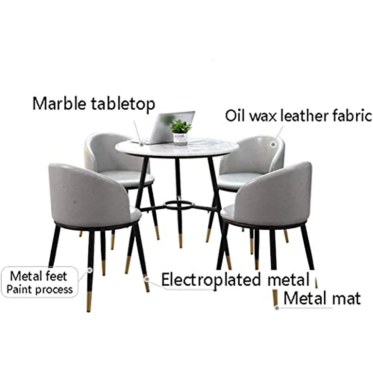 Kitchen Table Set, Conference Reception Room Coffee Table with Chair, Tables and Chairs for Tea Shop Bakery Dessert Shop Study Room Office Shopping Mall Conference Room Hall Barber Shop (Color : Gray)