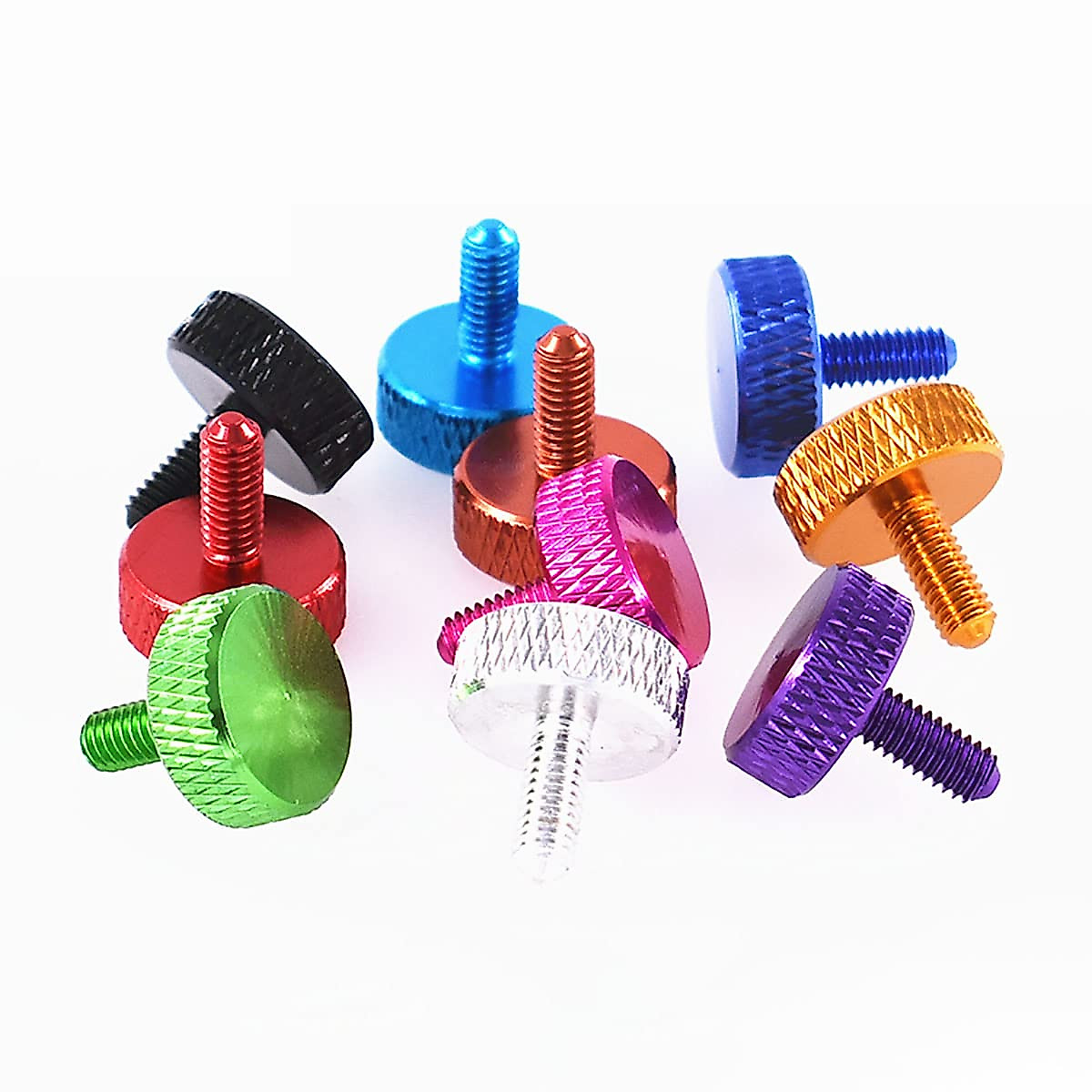 5pcs/lot M3 Knurled Colourful Aluminum Thumb Screws 5 6 8 10 12 16 20mm - 50mm Plain Head Hand Tighten Screws for Computer Case (Color : Silver, Size : 5mm)