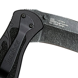 Kershaw Blur BlackWash Pocketknife, 3.4" Sandvik 14C28N Stainless Steel Recurved Blade, Assisted Thumb-Stud Opening EDC