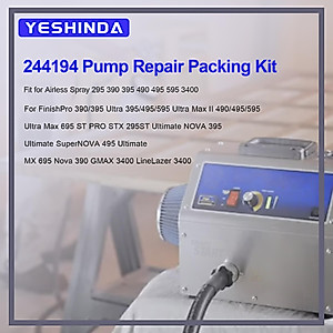 YESHINDA 244194 Pump Repair Packing Kit Fit for Graco Airless Paint Sprayer 295 390 395 490 495 595 3400 Paint Spray Guns