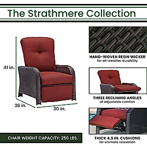 Hanover Strathmere Outdoor Luxury Recliner, Rich Brown/Crimson Red