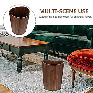 Cabilock Wooden Trash can Rubbish Bin Wood Basket Trash Can Storage Wastebasket Household Garbage Bin Wooden Rubbish Paper Container Decorative Hotel Ash- bin for Home Home Wastebasket